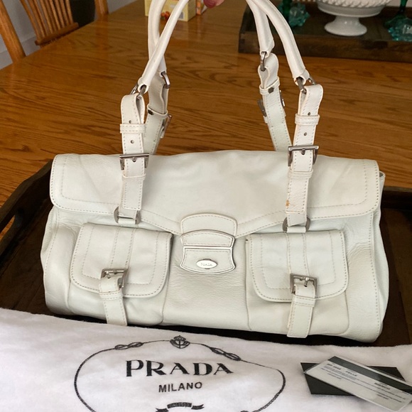 Prada | Bags | Prada White Handbag | Poshmark